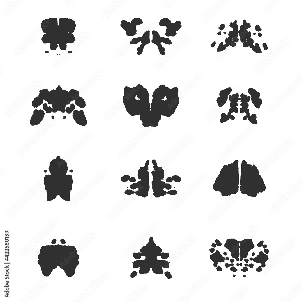 Rorschach test cards. Vector illustration. Psychiatric method ...