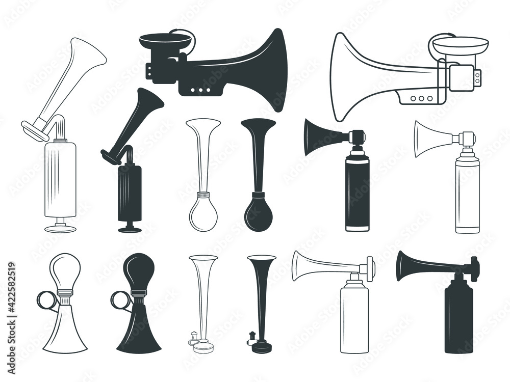Horn Svg, Horns silhouette, Air Horn svg, Bicycle air horn, GAS Horn ...