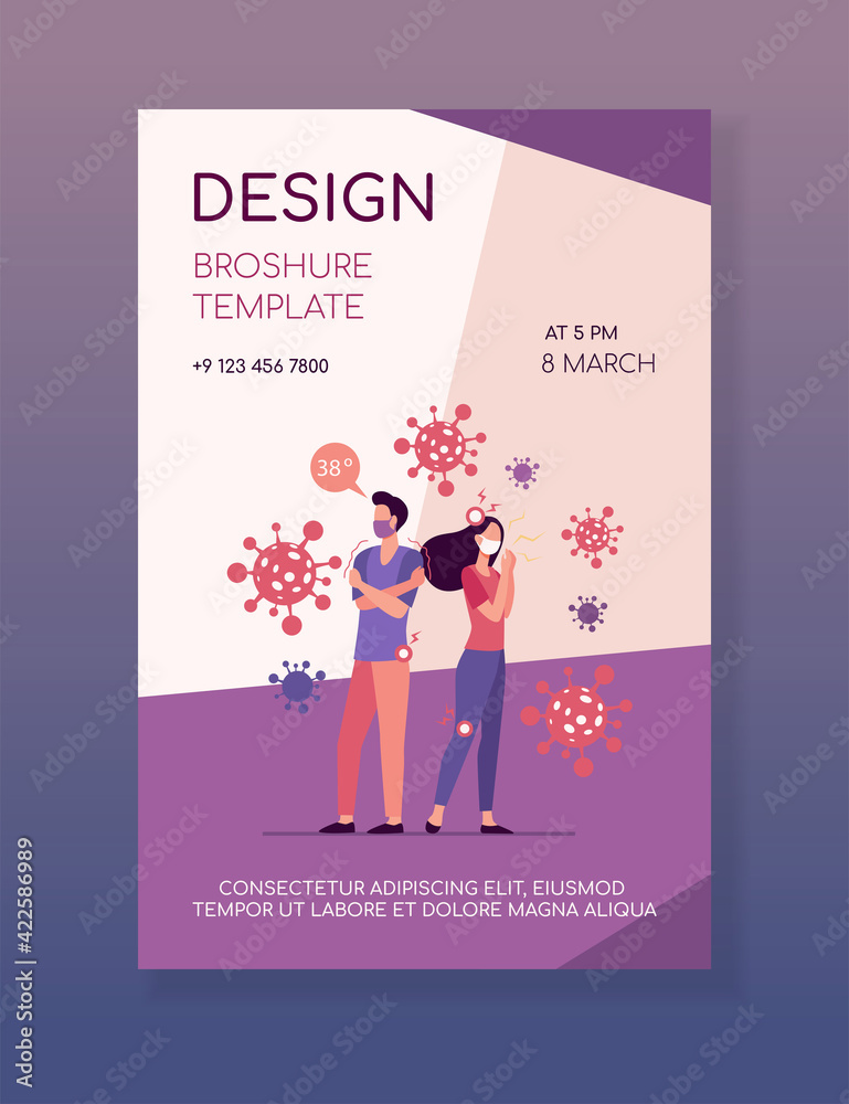 Infected people wearing face masks suffering from anxiety and coronavirus symptoms. Man and ...