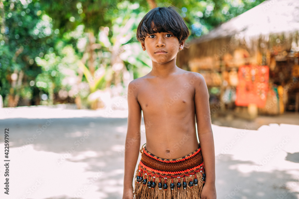 young Indian from the Pataxo tribe of southern Bahia. Indian child ...