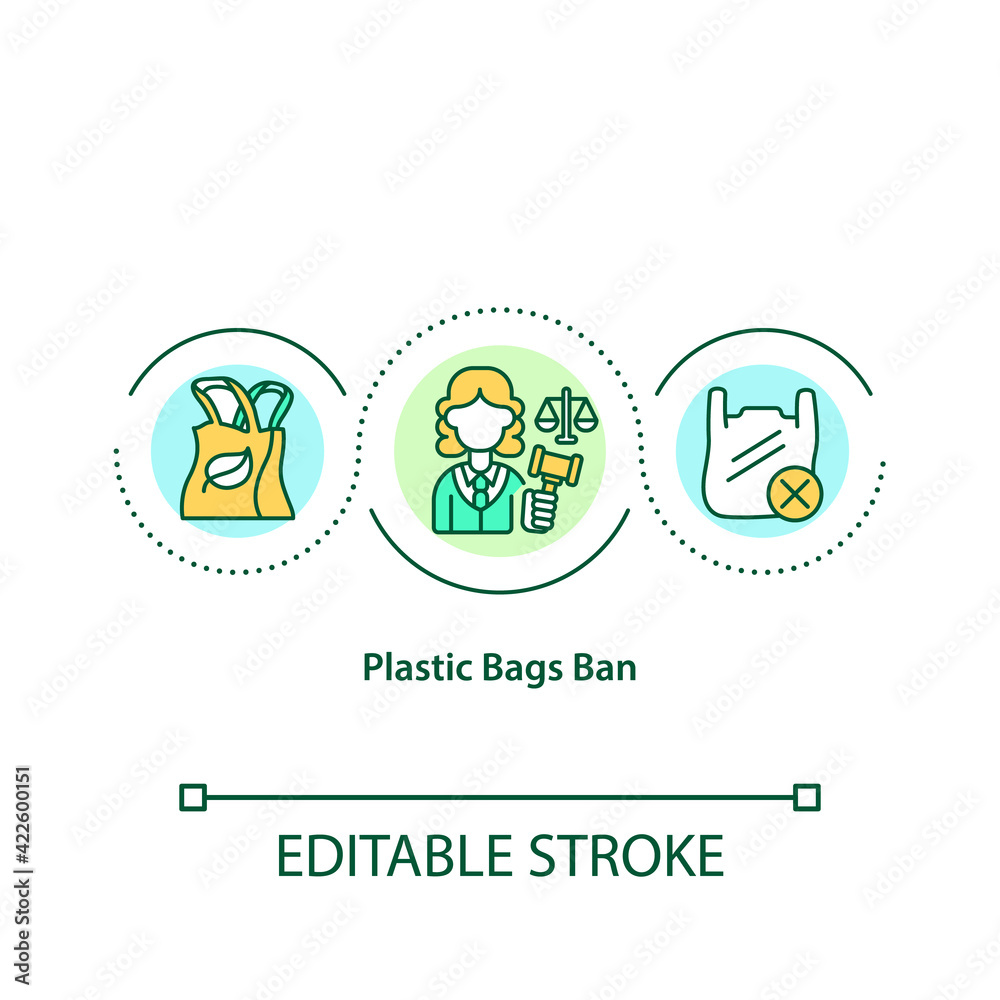 Plastic bags ban concept icon. Ecology movement idea thin line ...