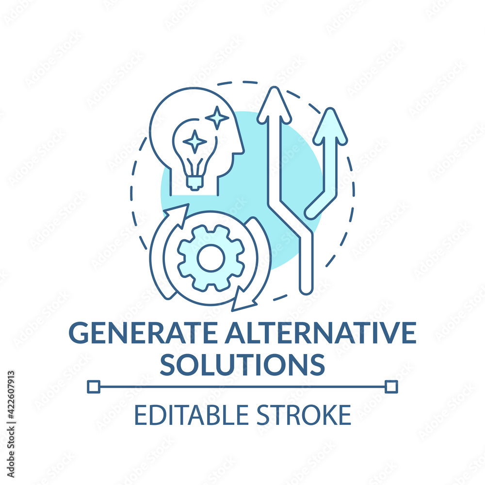 Generate alternative solutions blue concept icon. Decision making ...