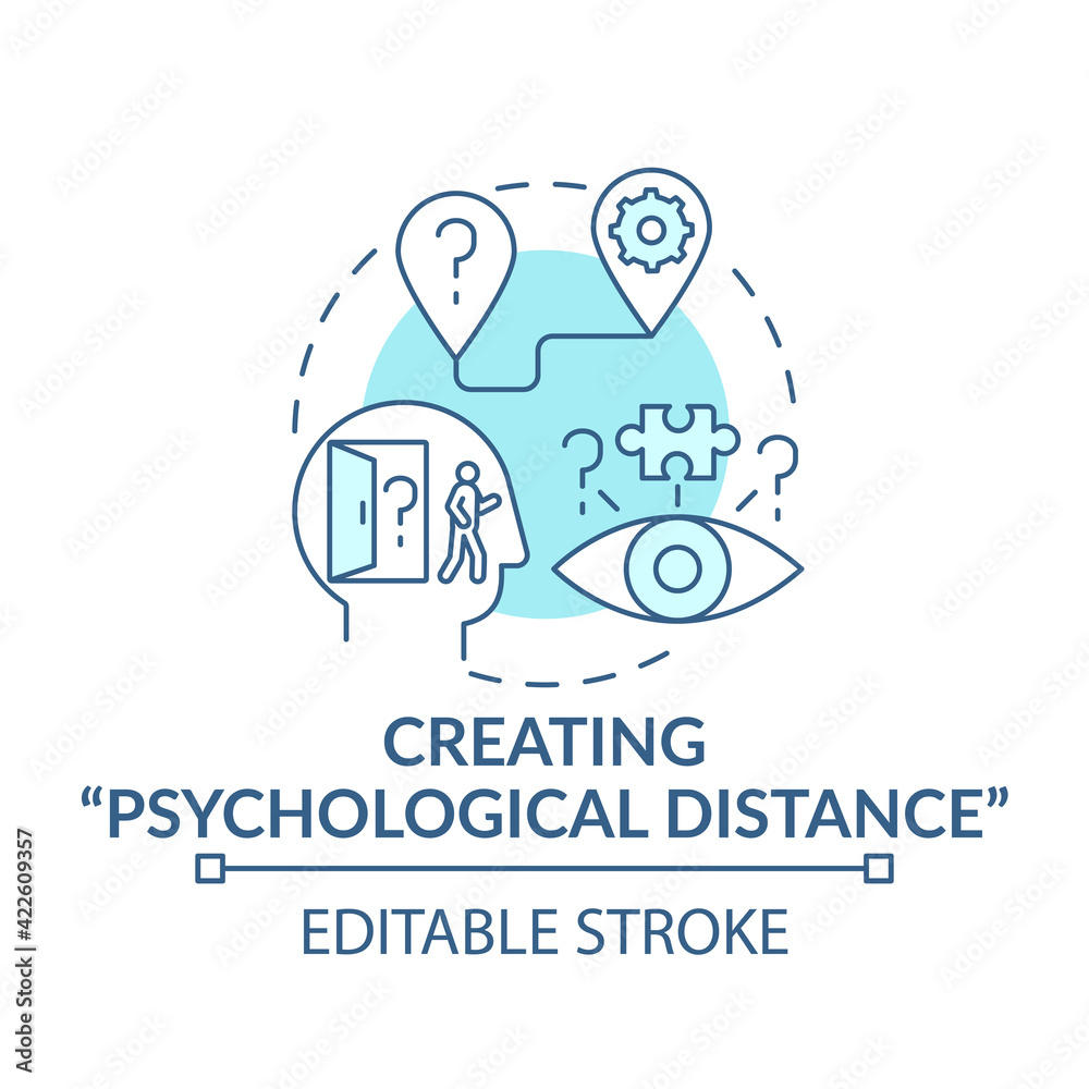 Creating psychological distance blue concept icon. Strategy for ...