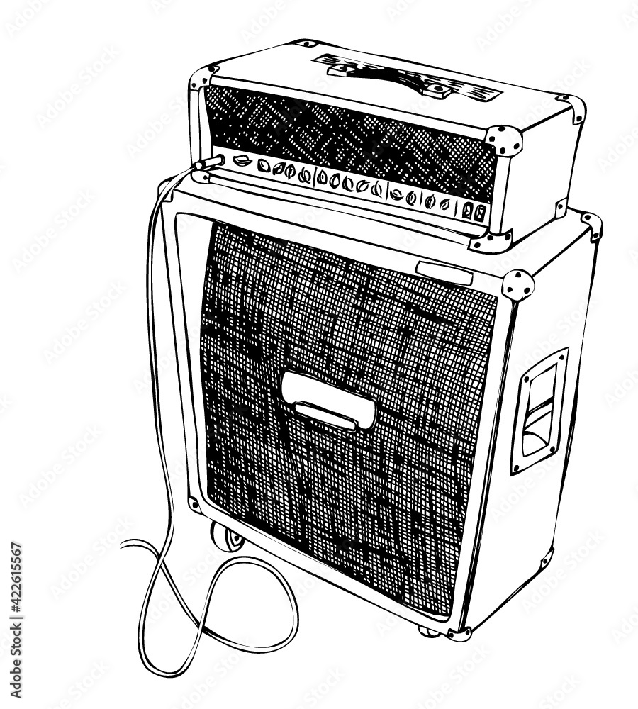 Vector sketch of guitar amplifier Stock Vector | Adobe Stock