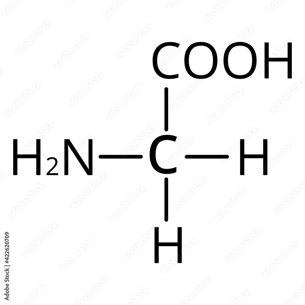 Amino acid Glycine. The chemical molecular formula of glycine is an ...
