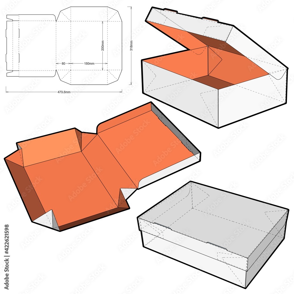 Delivery Food Packaging and Die-cut Pattern. Ease of assembly, no need ...