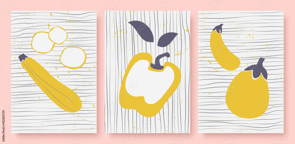 Abstract simple trendy minimal vegetables vector illustration set ...
