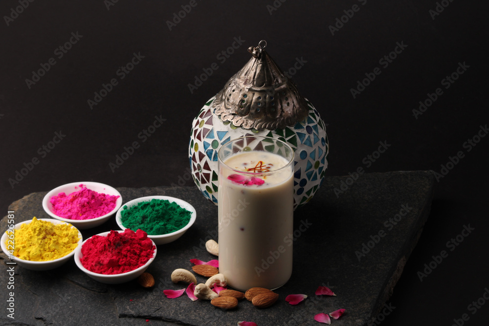 Indian festival Holi concept - Traditional Indian beverage Thandai ...