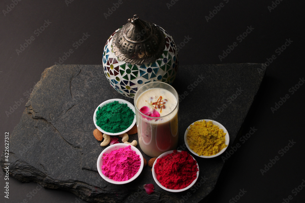 Indian festival Holi concept - Traditional Indian beverage Thandai ...
