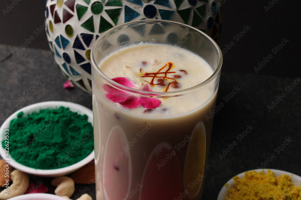 Indian festival Holi concept - Traditional Indian beverage Thandai ...