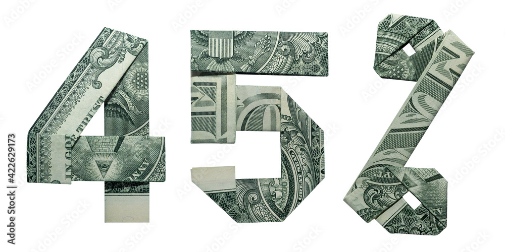 45 Percents Sale Sign Collage Money Origami Folded with 3 Real One ...