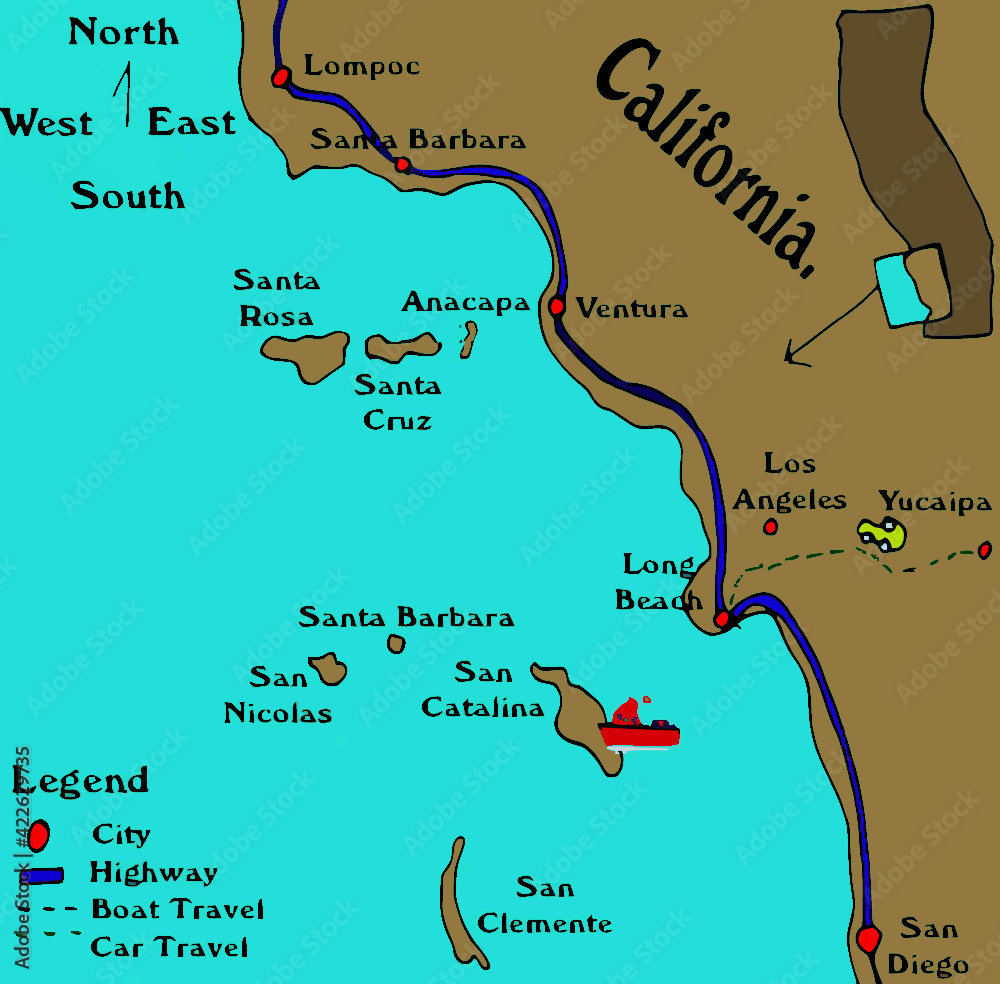A Graphic Map of Southern California Showing the Channel Island and the ...