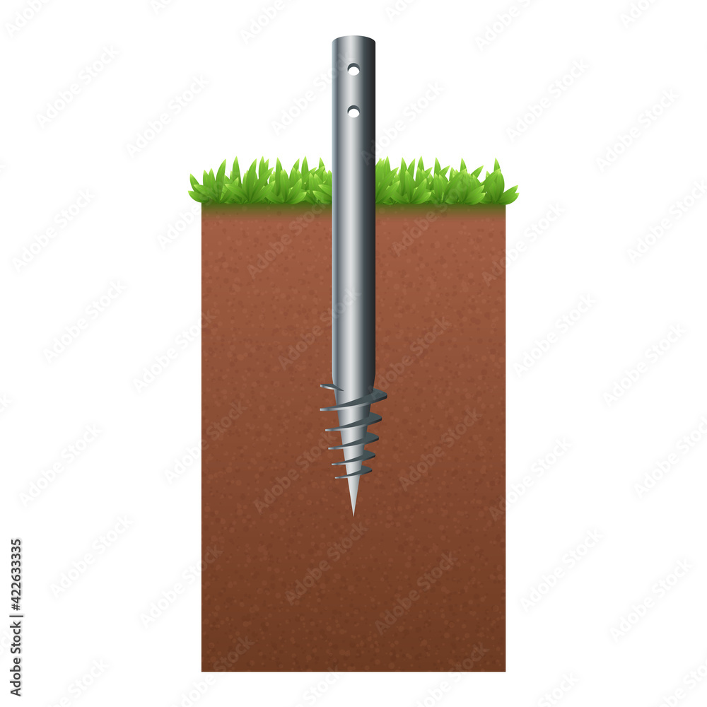 Vector illustration steel screw round pile isolated on white background ...