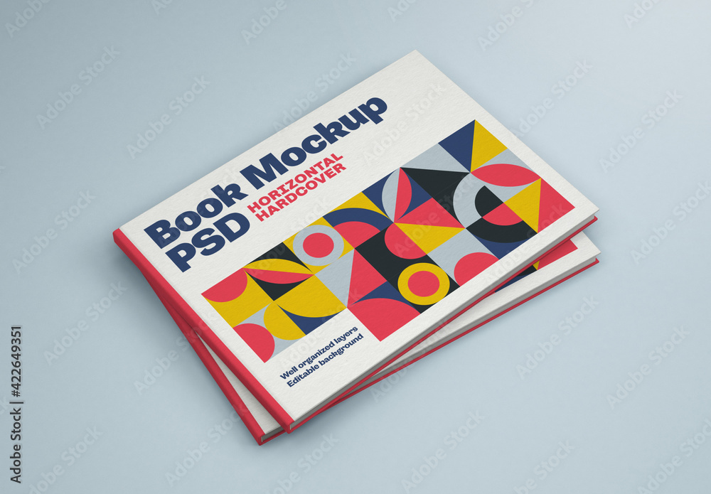 Horizontal Book Hardcover Mockup Stock Template | Adobe Stock