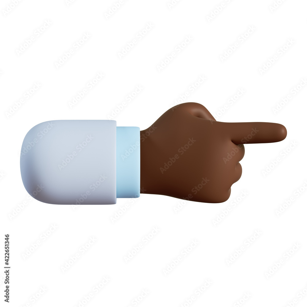 3d render. African American cartoon character hand pointing gesture ...