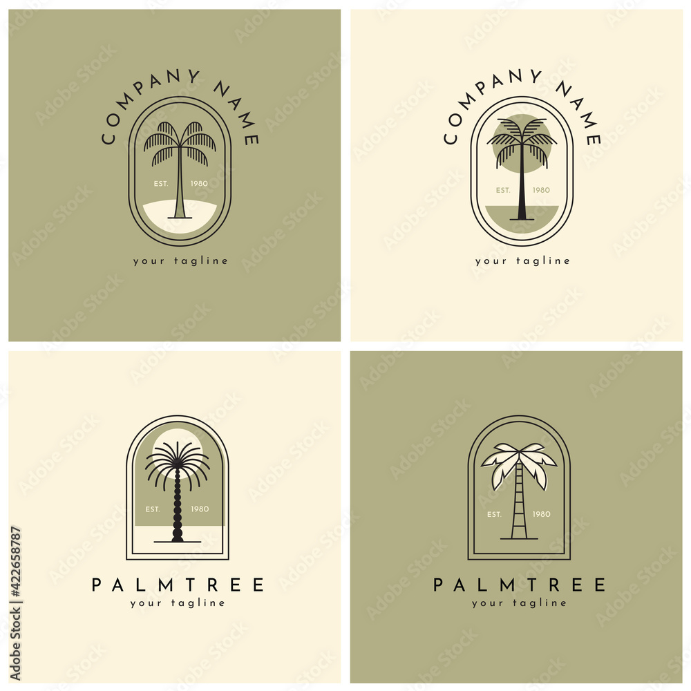 Palm tree logo, emblem, icon, symbol set Stock Vector | Adobe Stock