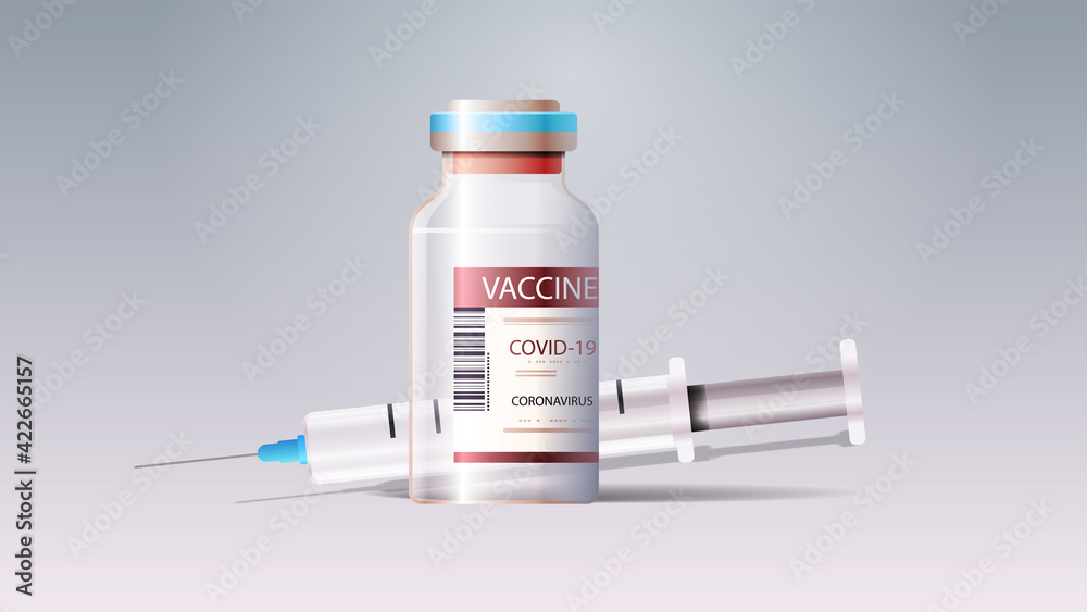 syringe and bottle vial of covid-19 vaccine injection vaccination ...