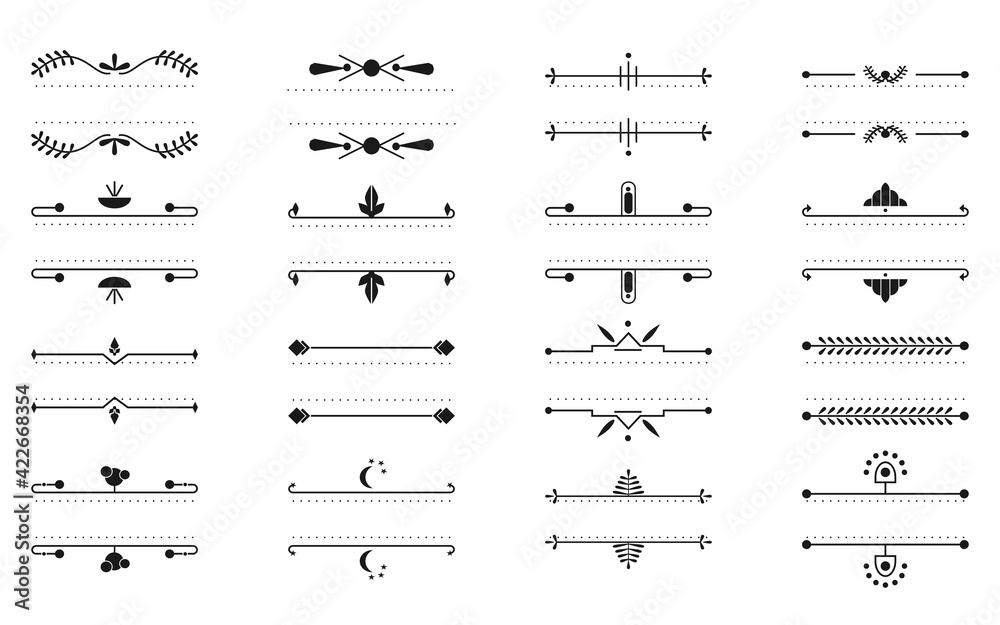 Set of text frames thin line. Graphic decorative element in art deco ...