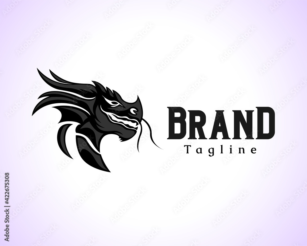 dragon head legend illustration logo symbol inspiration Stock Vector ...