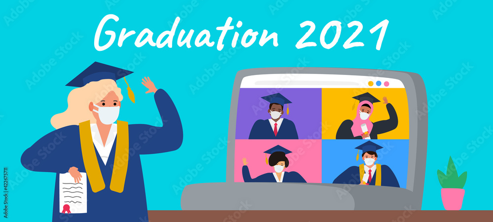 virtual online graduation ceremony 2021 during covid 19 pandemic on ...