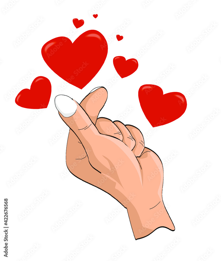 vector image hand illustration symbol I love you (saranghae) finger ...