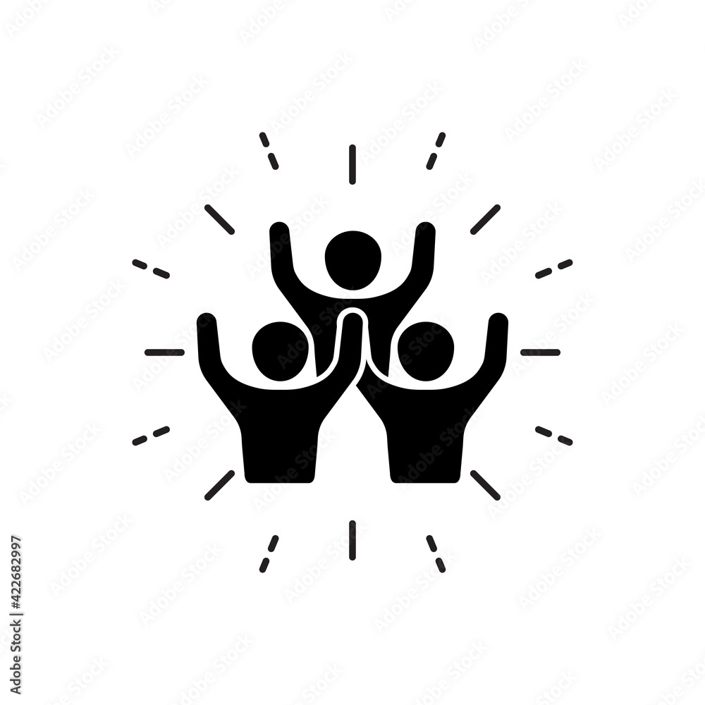 group happy people icon vector joy expression feeling, party friends ...