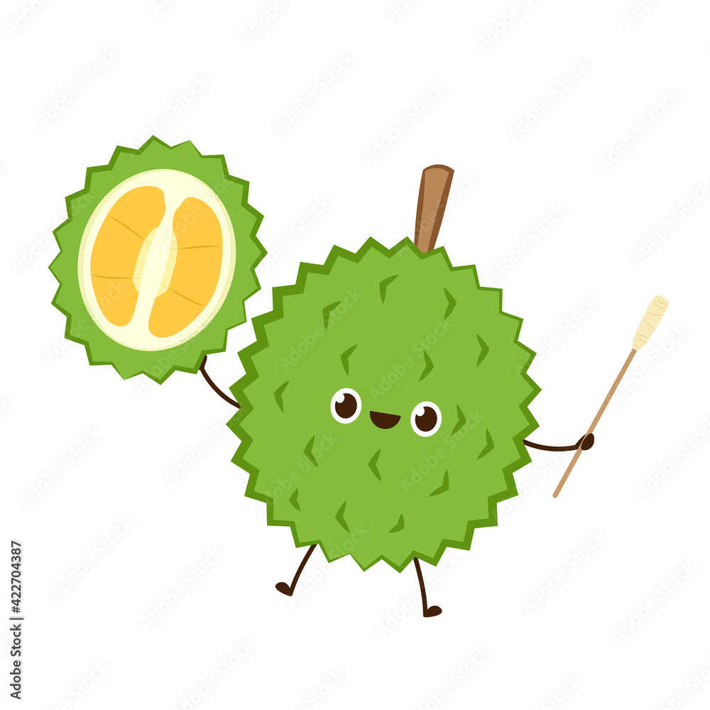Durian character design. Durian on white background. Durian cartoon ...