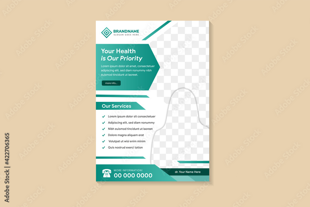 Medical Flyer Template, Healthcare Flyer Design with green gradient ...