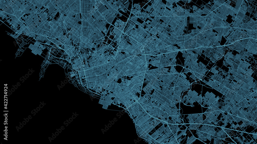 Futuristic digital city map layout with satellite GPS coordinate ...