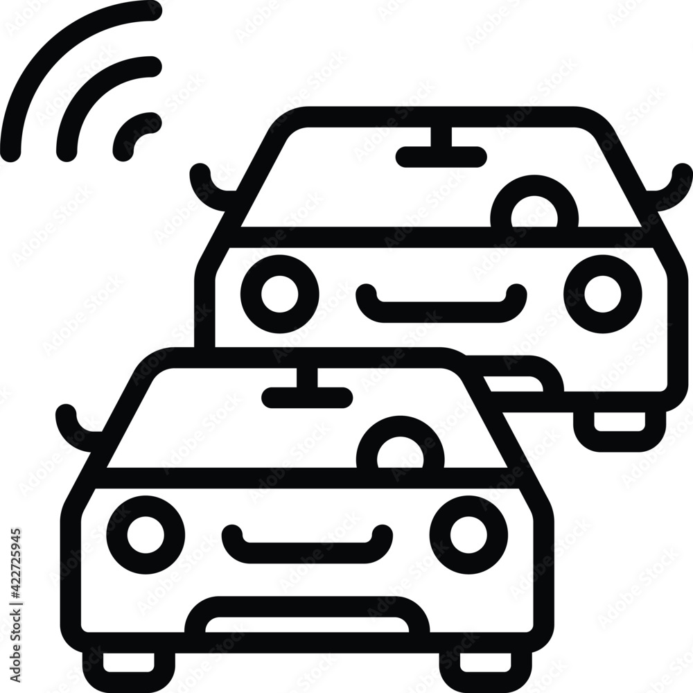 Self driving Connected car Concept, Vehicle to Vehicle connectivity ...