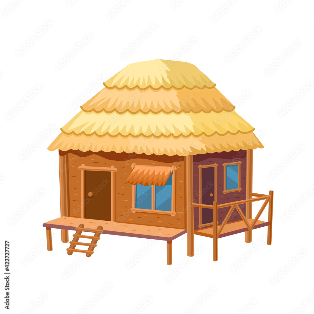 Cartoon vector hut isolated on white background. Vector illustration ...