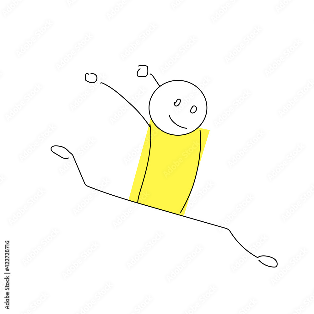 Hand drawn stick figure jumps over something. Stock Illustration ...