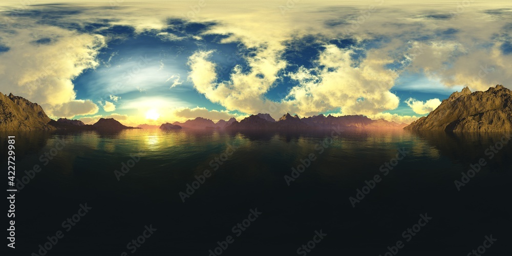 sea panorama, HDRI, environment map , Round panorama, spherical ...