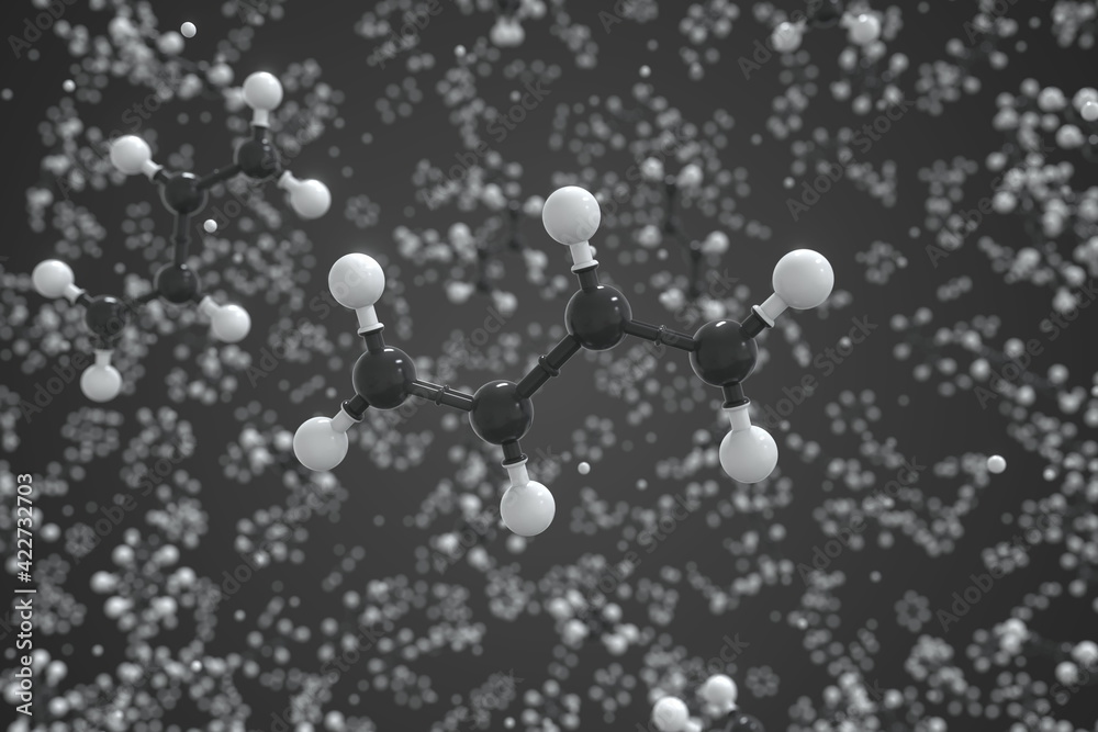 Molecule of 1,3-butadiene, ball-and-stick molecular model. Science ...