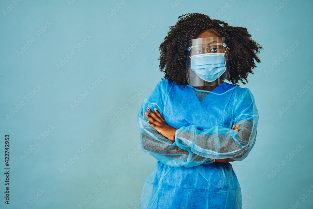 Nurse practitioner doctor with personal protective equipment face ...