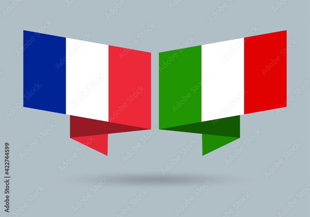 France and Italy flags. Italian and French national symbols. Vector ...