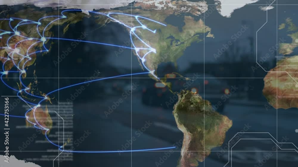 Animation of data processing over network of travel connections on ...