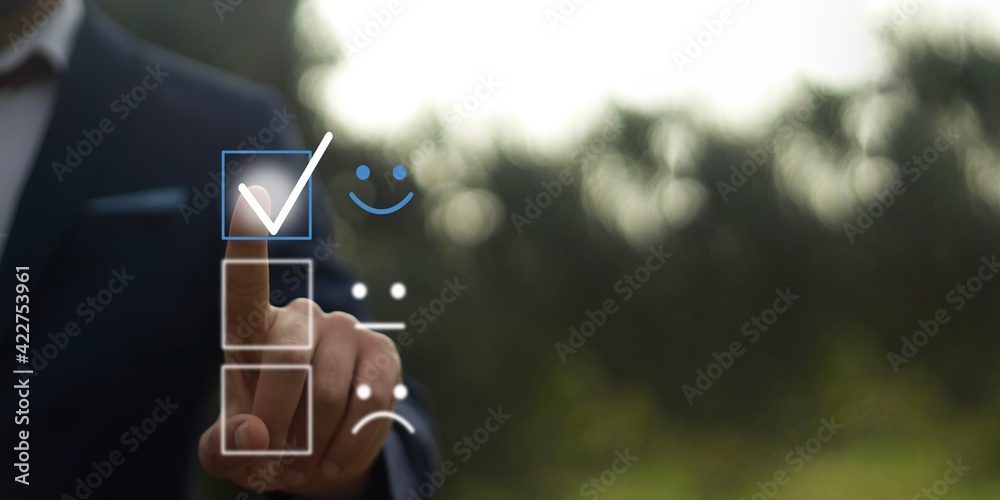 Customer service and Satisfaction concept ,Business people are touching ...