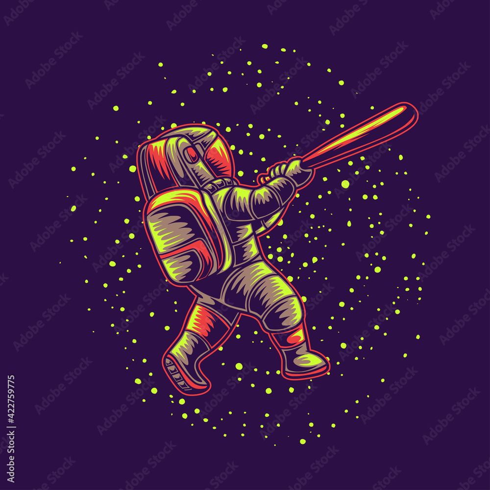 t shirt design astronaut hit the home run in the galaxy baseball ...