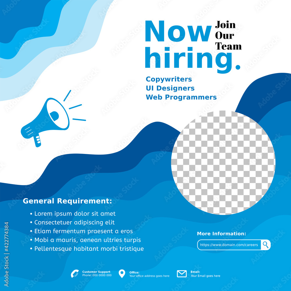 Creative announcement job vacancy social media post feed design. We are ...