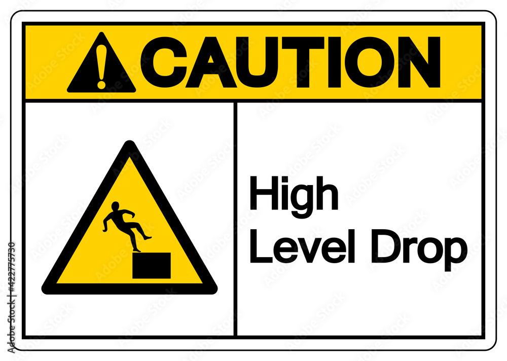 Caution High Level Drop Symbol Sign,Vector Illustration, Isolate On ...