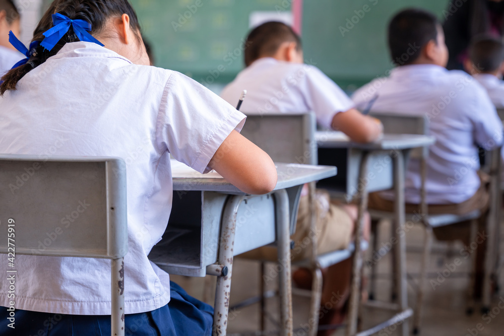 Education evaluation concept, Close up of students in the classroom ...