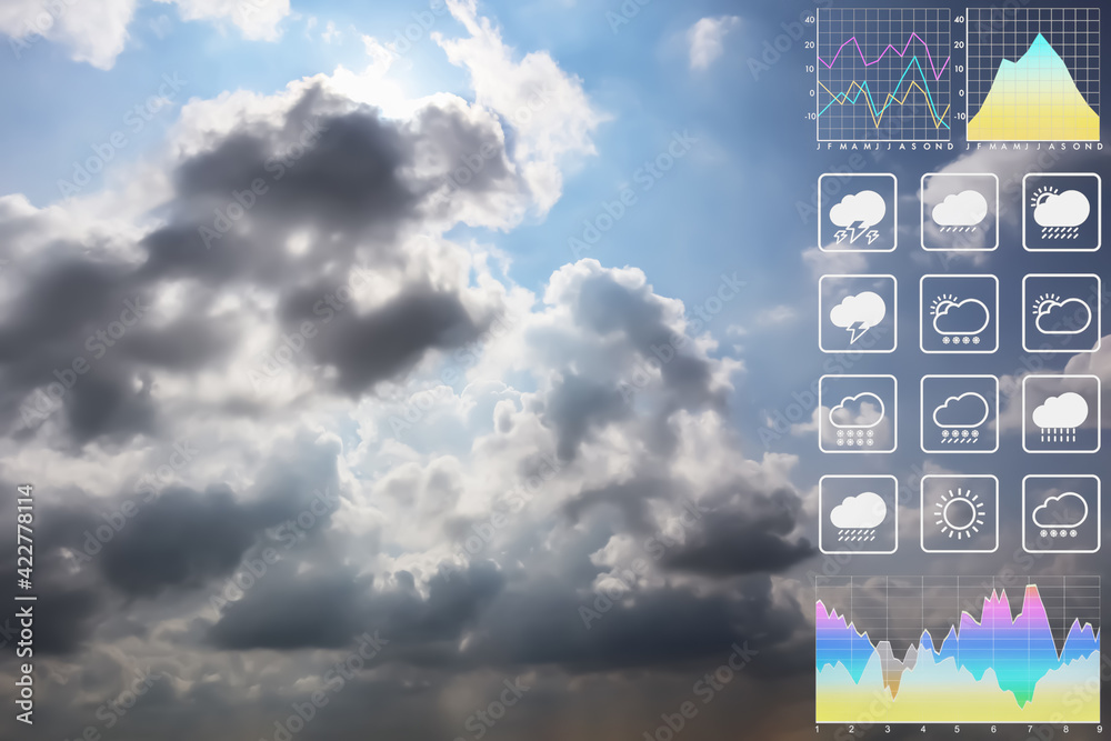 Weather forecast symbol data presentation with graph and chart on ...