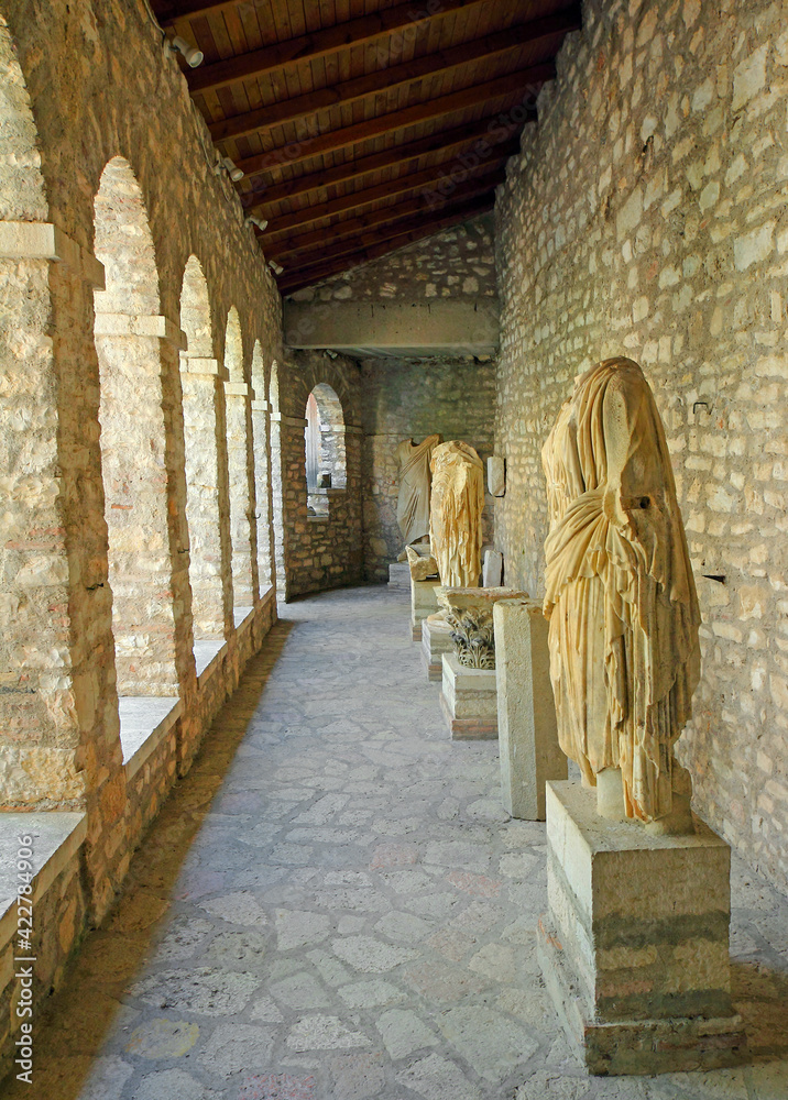 Archeological site of Butrint in Albania. Castle Butrint - sculptures ...