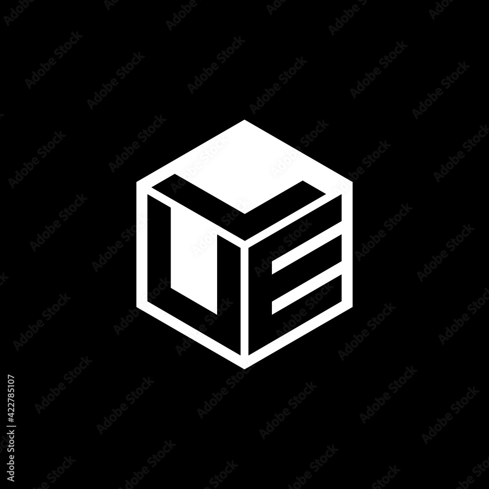 UEL letter logo design with black background in illustrator, cube logo ...