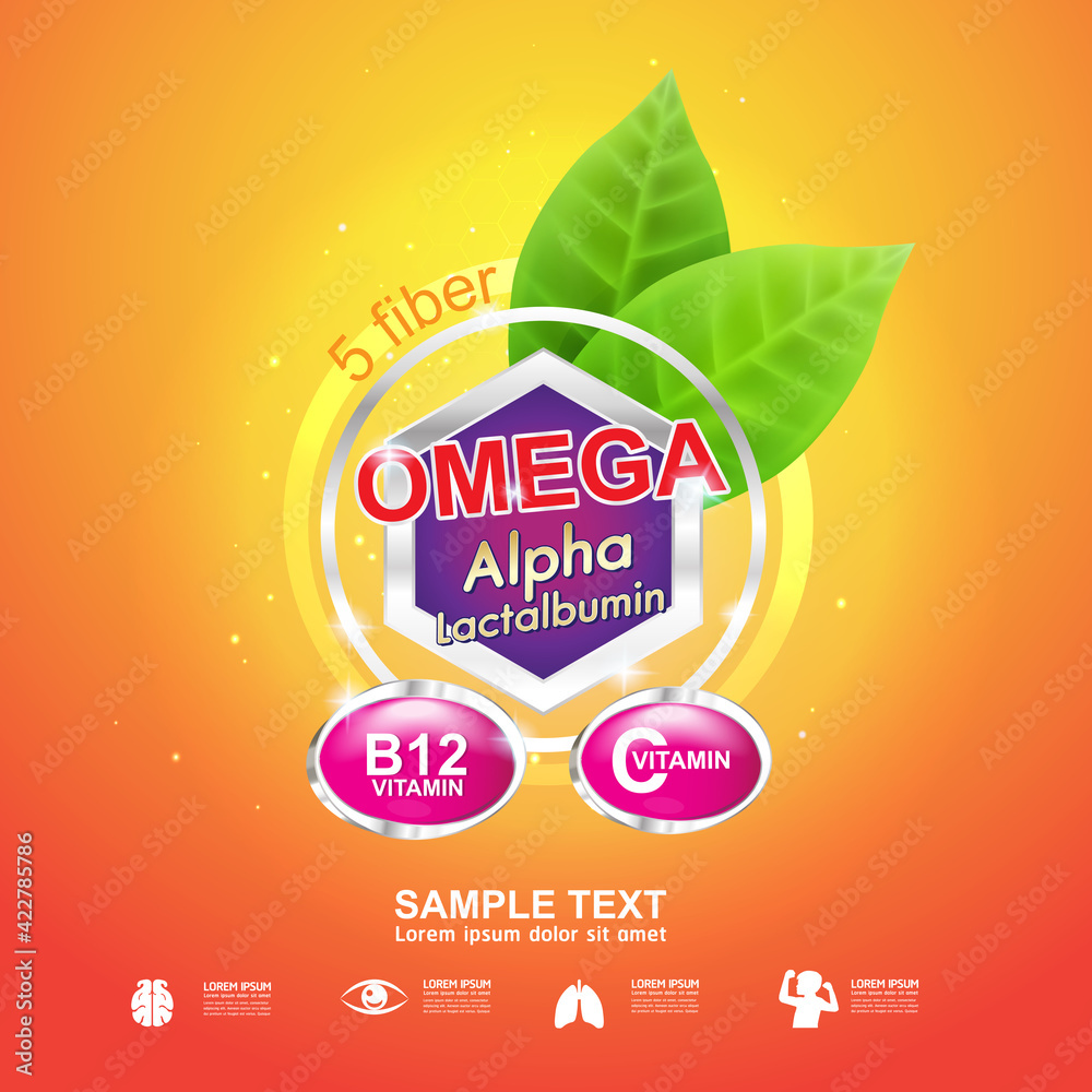 Omega Vitamin and Nutrients Logo for Products Template Stock Vector ...