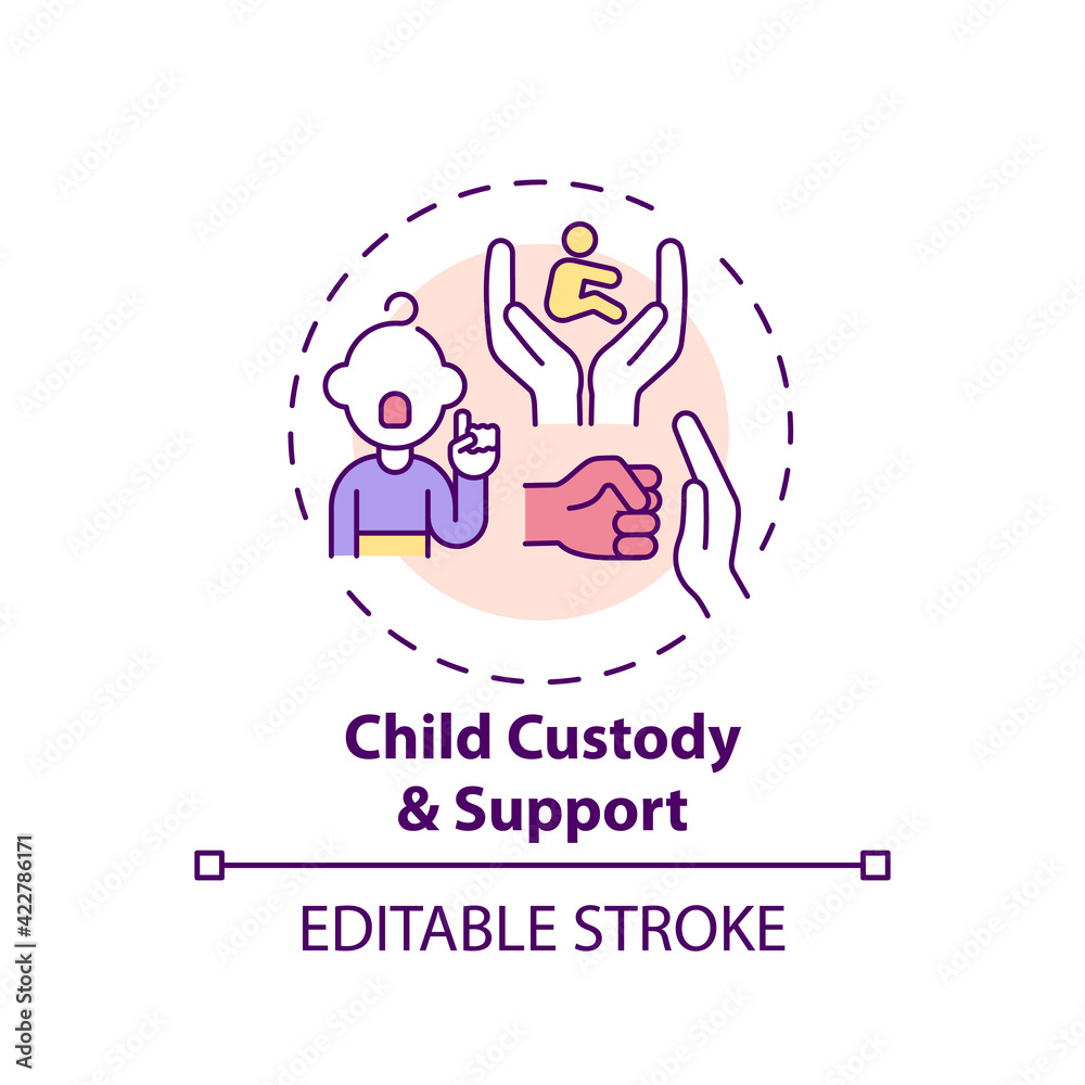 Child custody and support concept icon. Domestic violence survivors ...