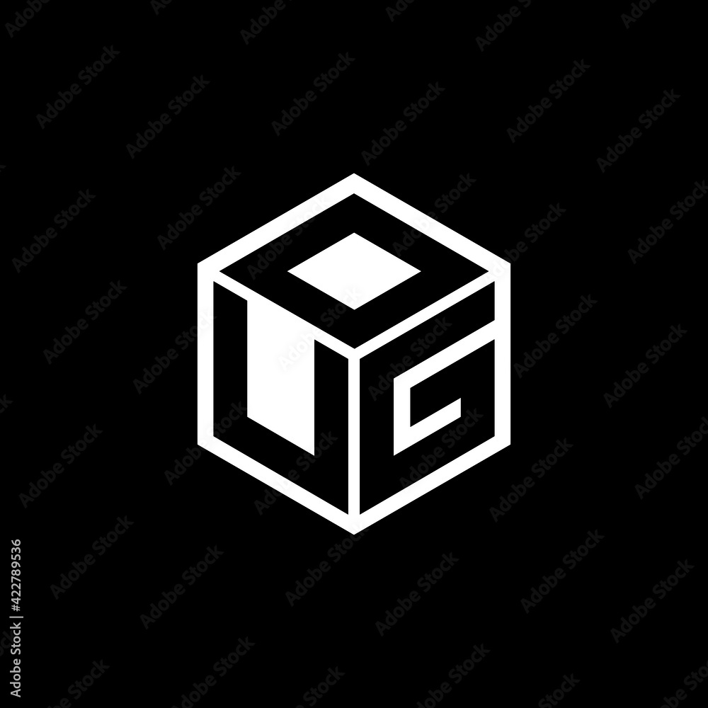 UGO letter logo design with black background in illustrator, cube logo ...