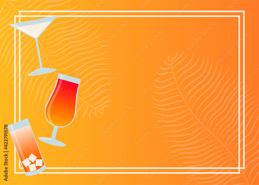 Summer cocktails frame. Template for poster, menu, invitation, recipe ...