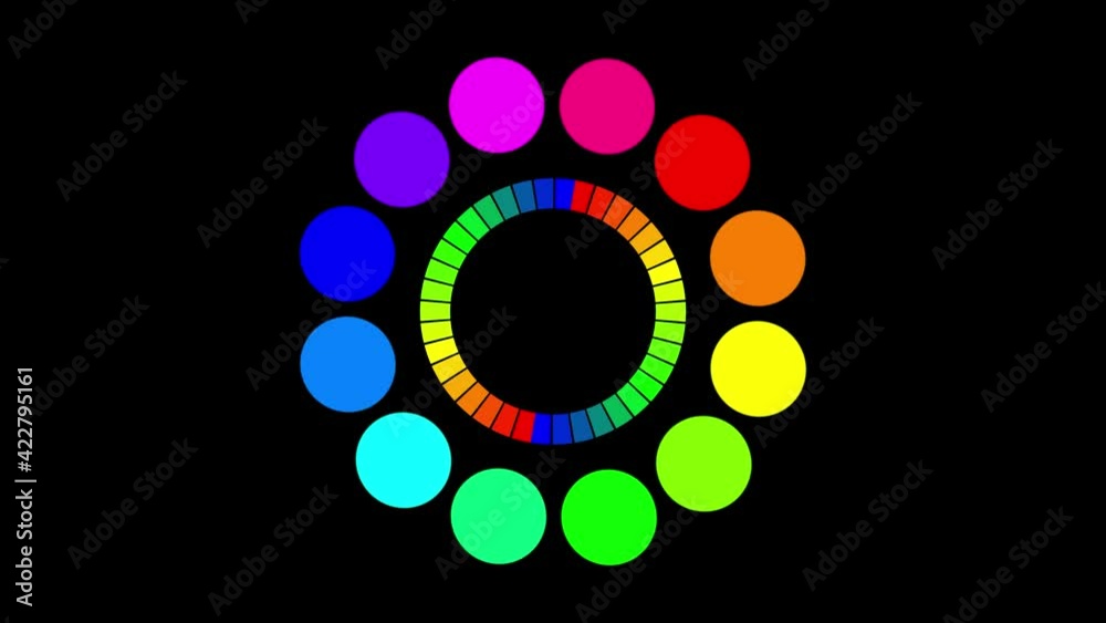 animated color wheel with color circles for graphics and video ...